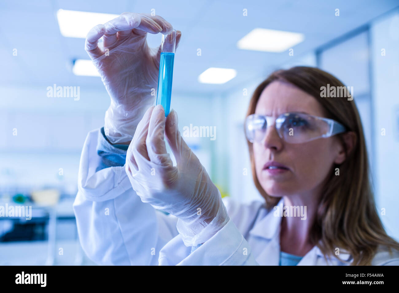 Scientist looking at test tube in the laboratory Stock Photo - Alamy