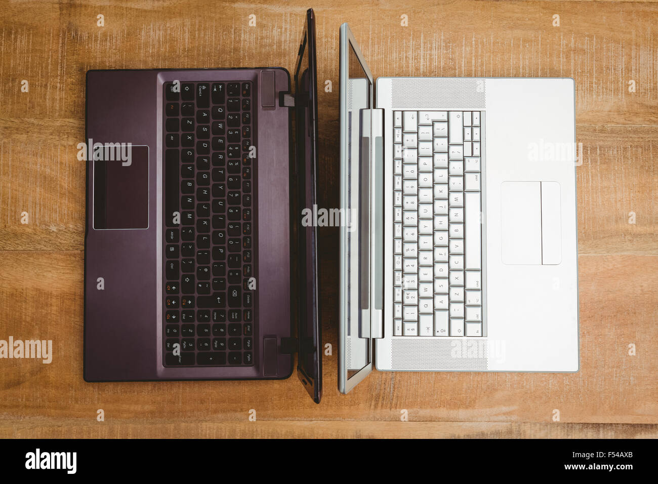 View of two grey laptop Stock Photo - Alamy