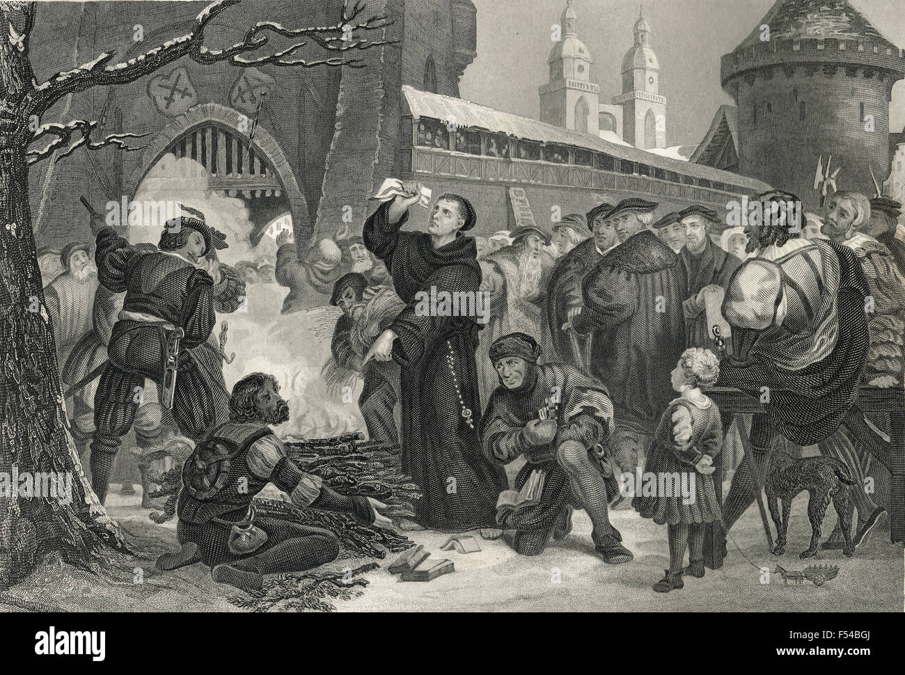 Luther burning the Papal Bull December 10 1520 Stock Photo - Alamy