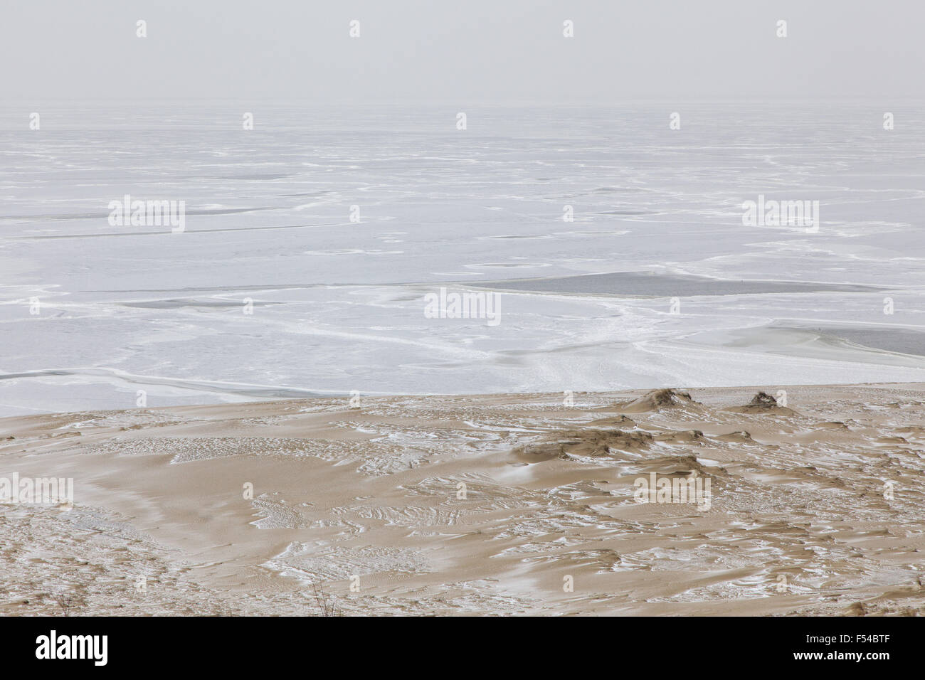 Snow covered sand dunes Stock Photo - Alamy