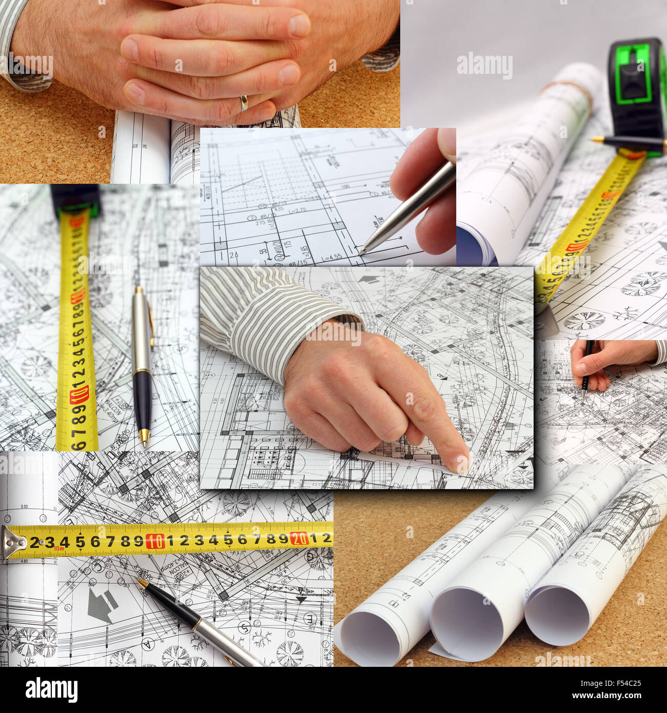 details from architect office, drawings and blueprints Stock Photo - Alamy