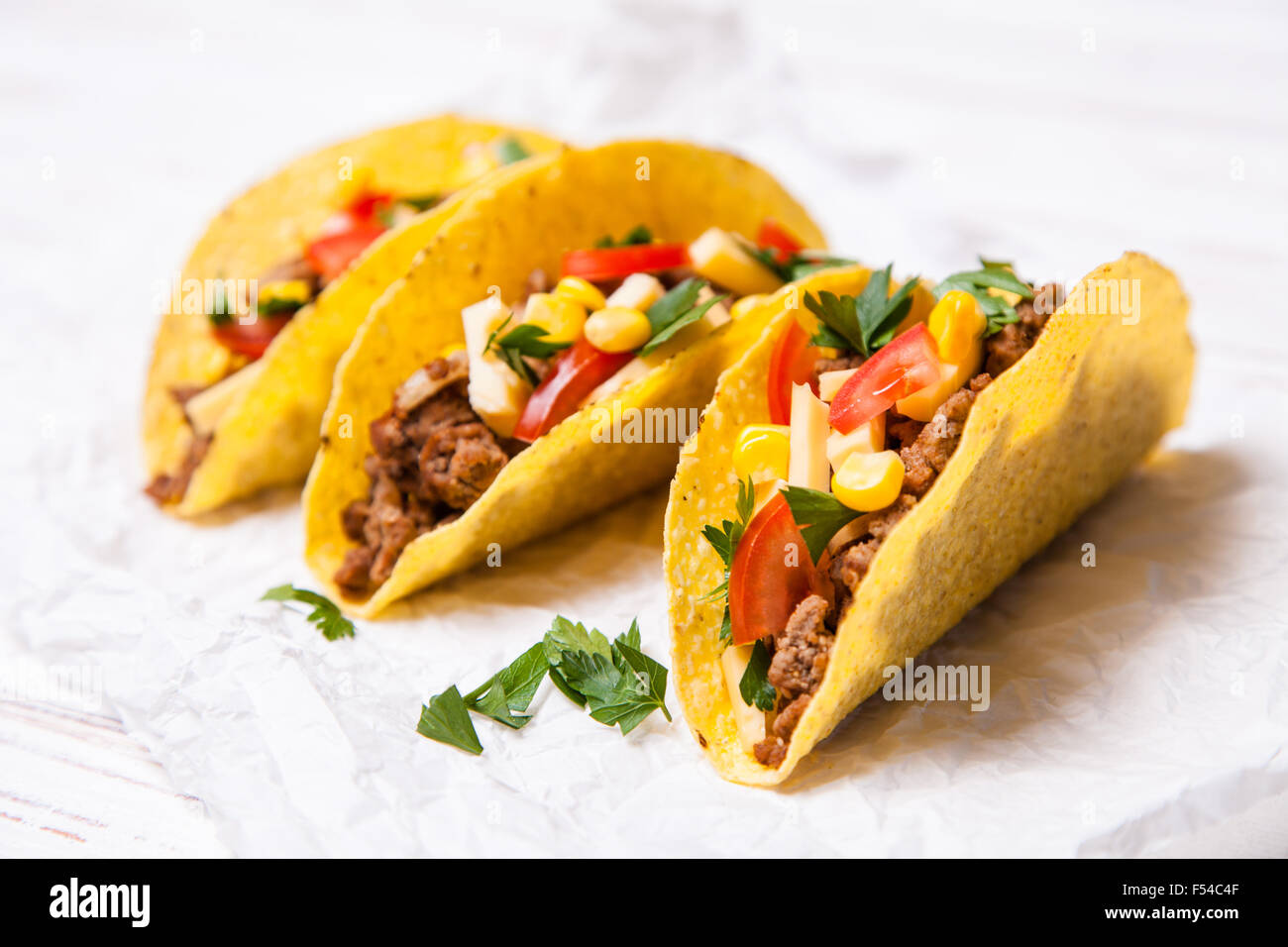 Delicious tacos with beef Stock Photo - Alamy