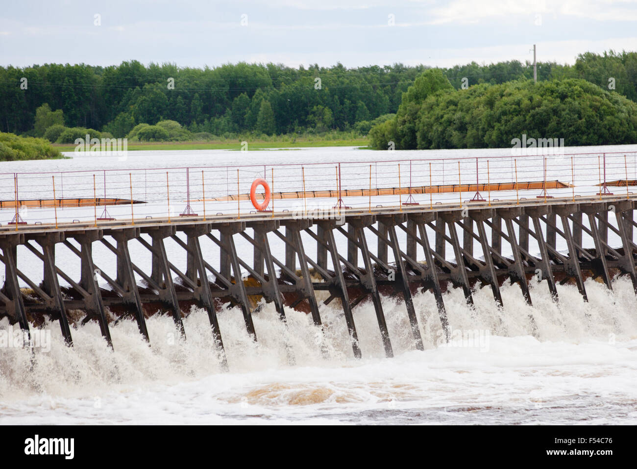 Small dam on the river background sky Stock Photo - Alamy