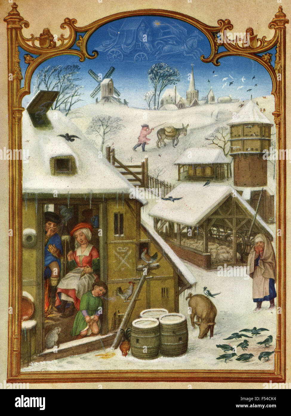 Medieval representations of the months of the year : February Stock ...