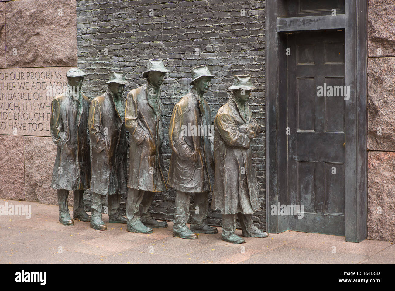 WASHINGTON, DC, USA - Franklin Roosevelt Memorial. Bronze sculpture of ...