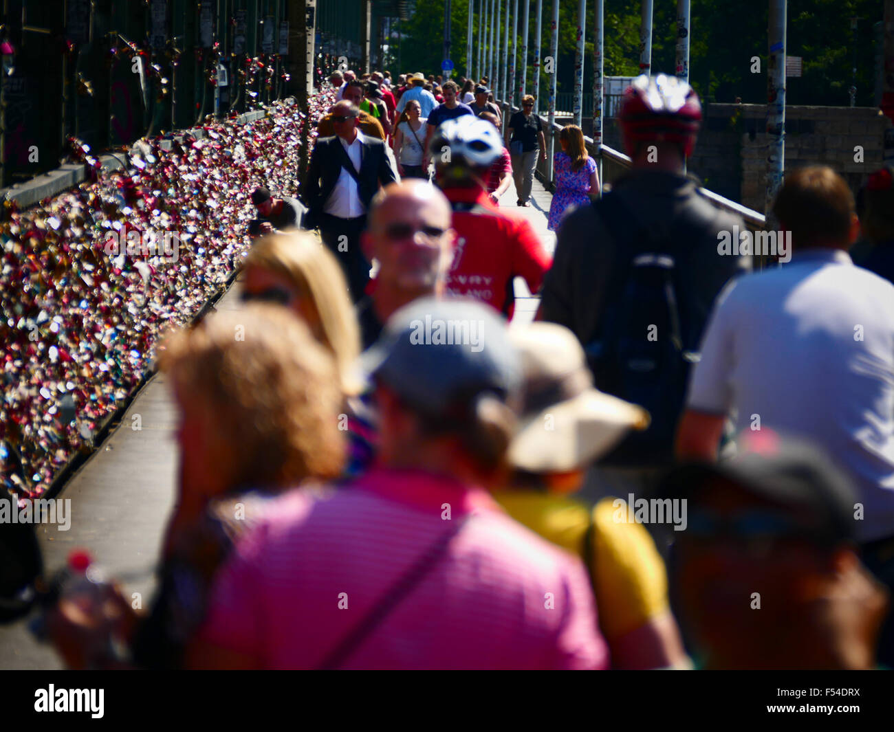 Europe Germany Cologne Köln Hohenzollern bridge Rhine river Promenade ...