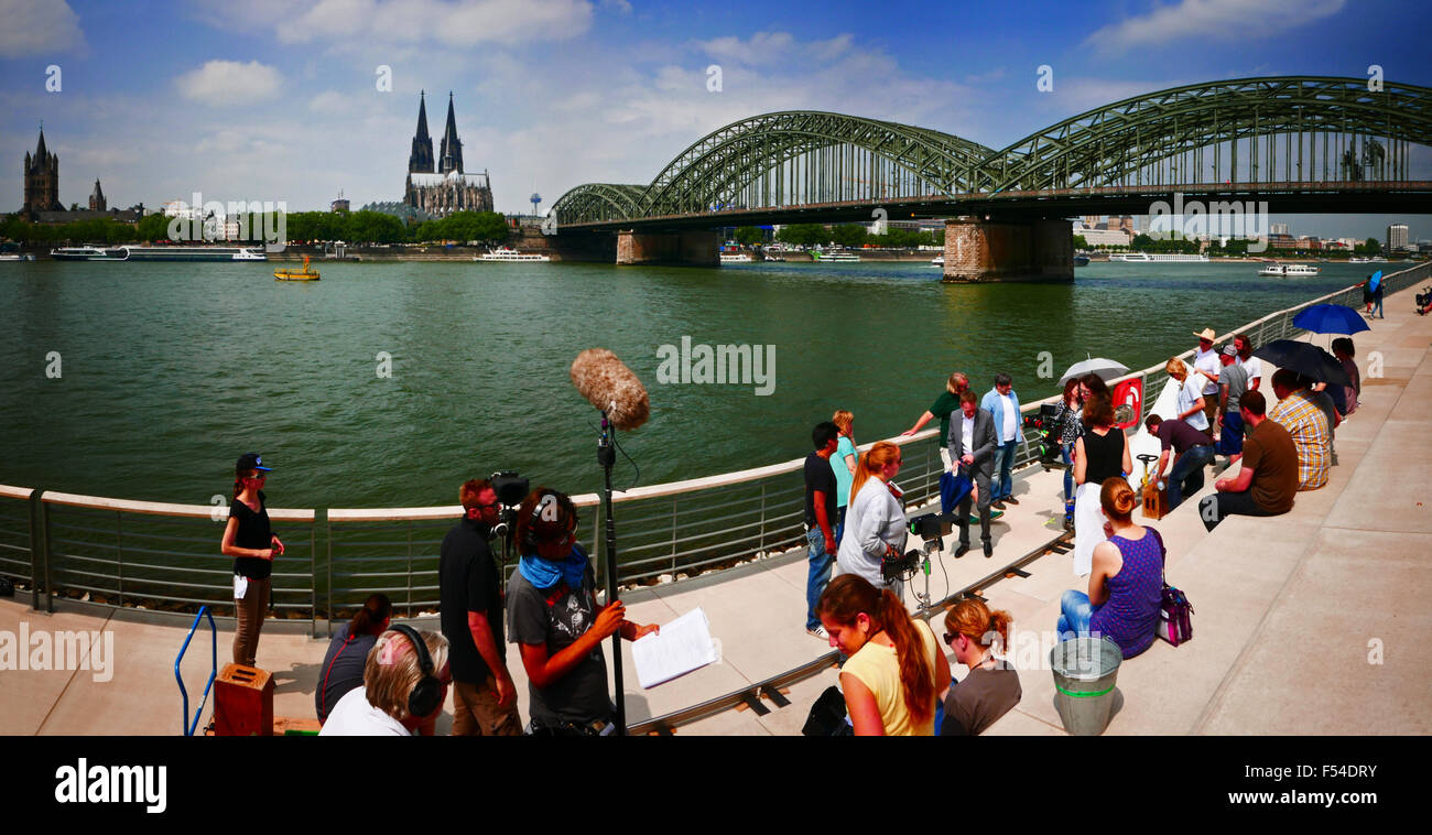 Europe Germany Cologne Köln Dom Cathedral Rhine river canal Promenade ...