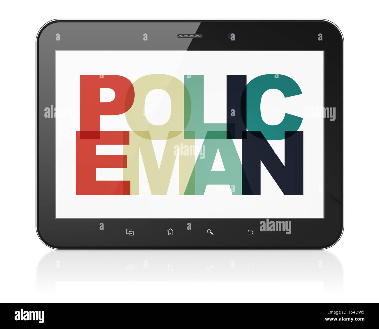 Law concept: Tablet Computer with Policeman on display Stock Photo - Alamy