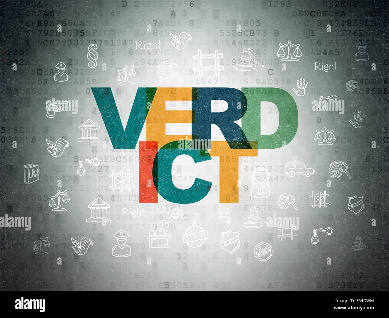 Law concept: Verdict on Digital Paper background Stock Photo - Alamy