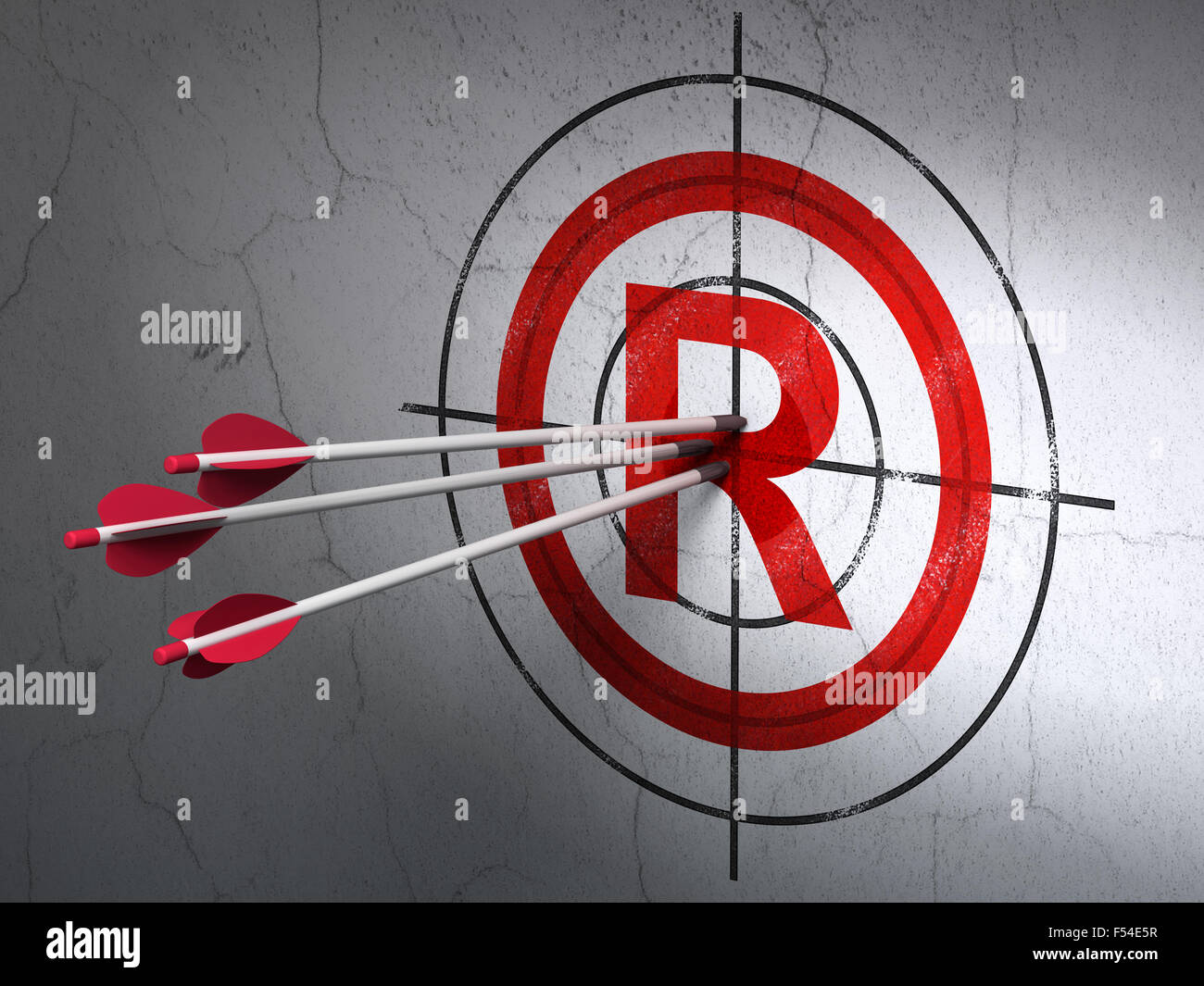 Law concept: arrows in Registered target on wall background Stock Photo ...