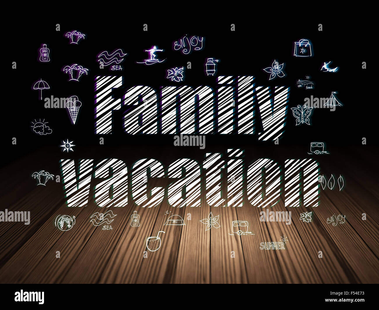 Tourism concept: Family Vacation in grunge dark room Stock Photo - Alamy