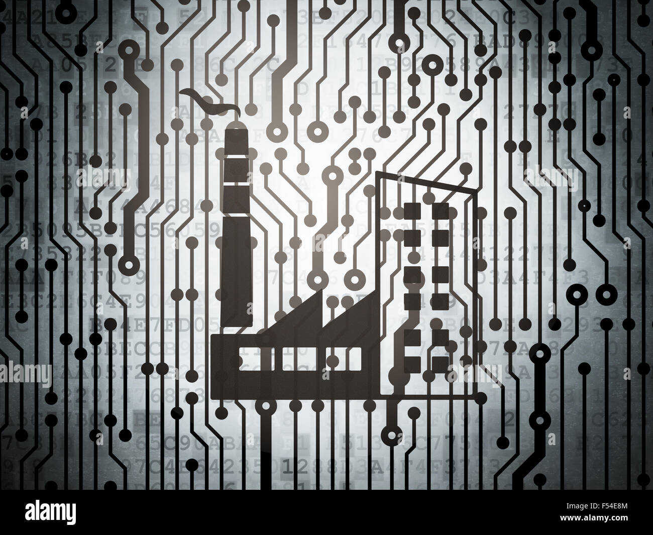 Manufacuring concept: circuit board with Industry Building Stock Photo ...