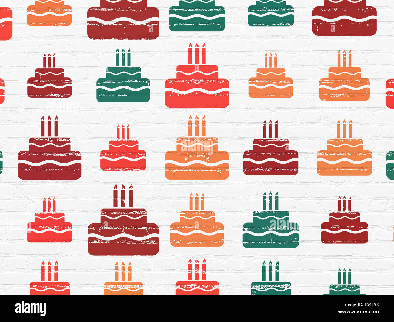 Entertainment, concept: Cake icons on wall background Stock Photo - Alamy