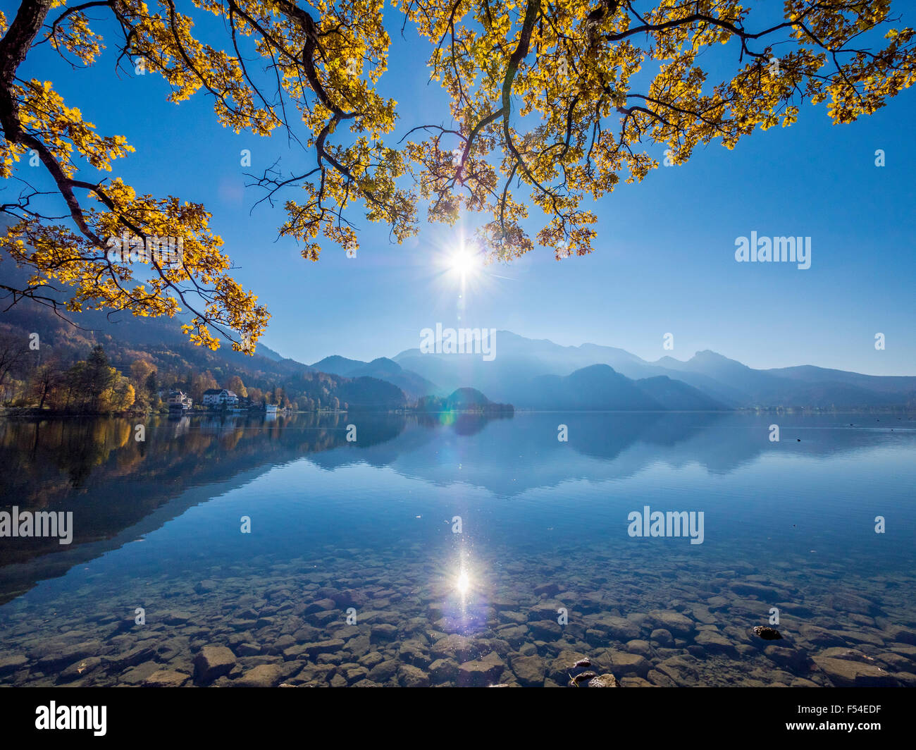 Autumn at Lake Kochel or Kochelsee Lake, Kochel am See, Upper Bavaria, Bavaria, Germany, Europe ...