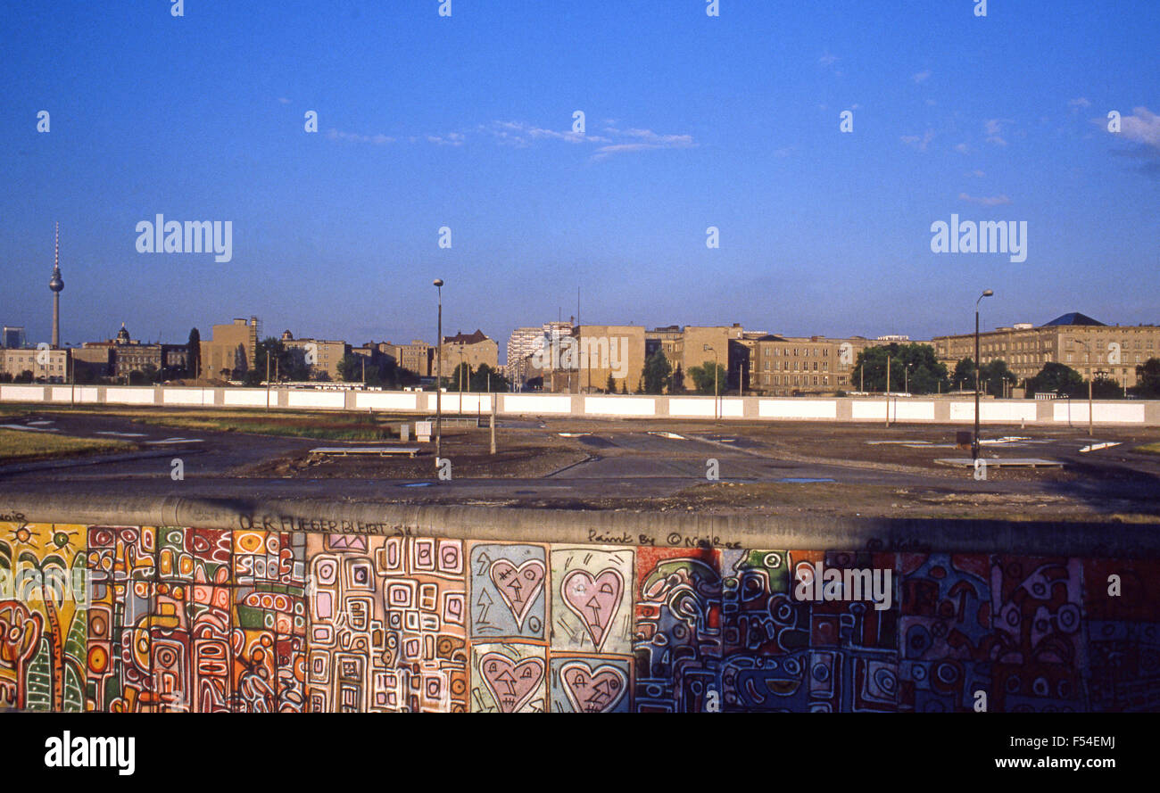 1985, the Berlin Wall looking from West across to East Berlin Stock ...