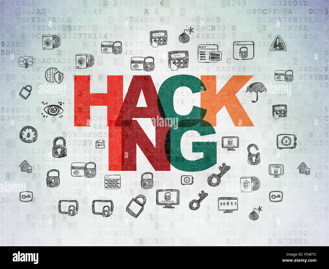 Safety concept: Hacking on Digital Paper background Stock Photo - Alamy