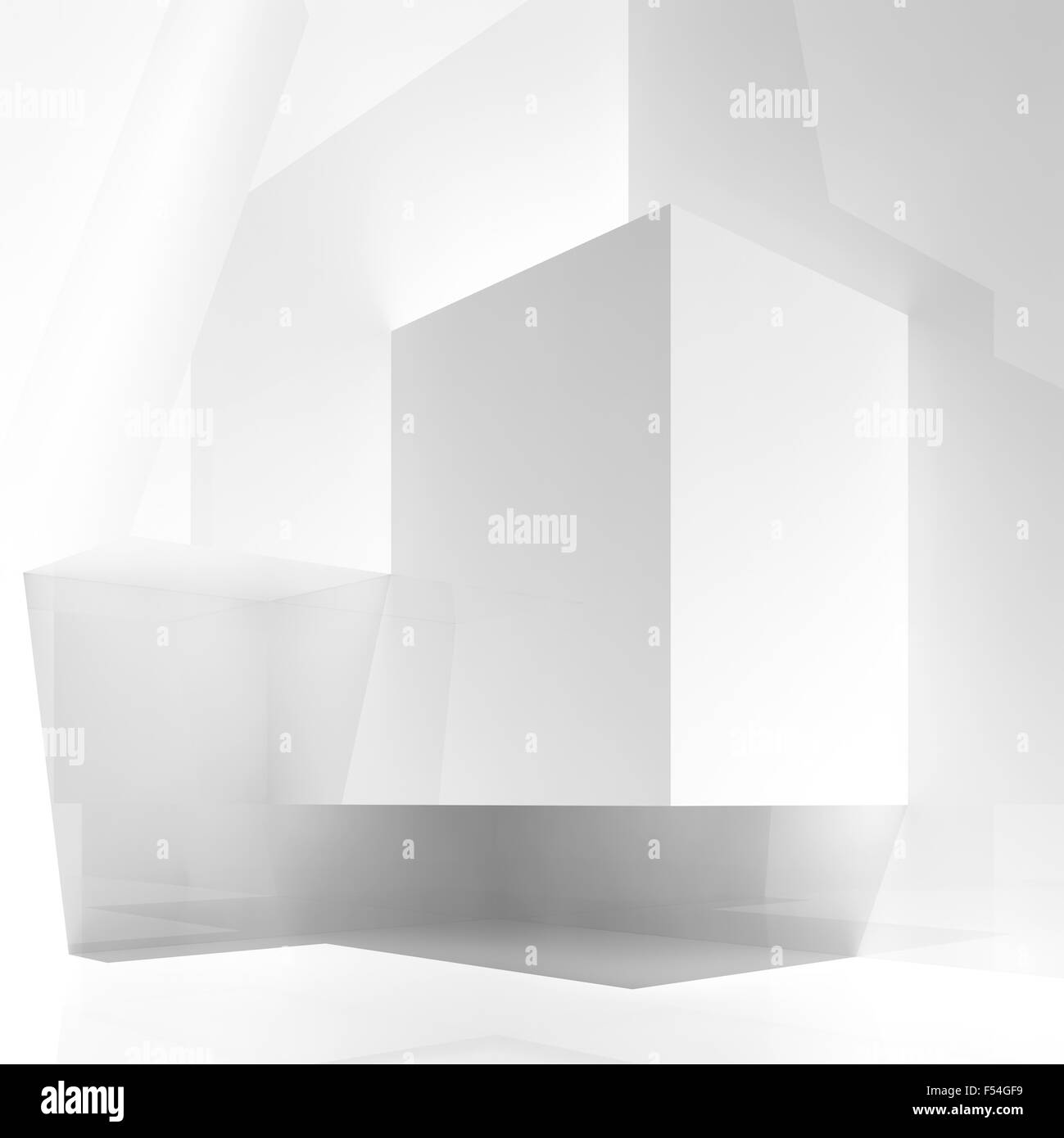Abstract white digital architecture background, 3d square render ...