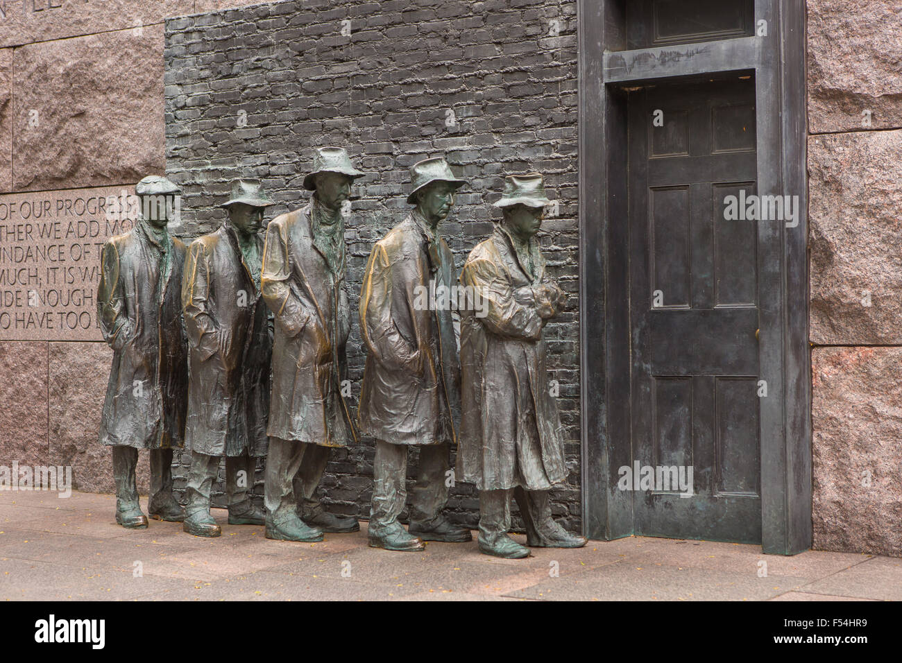 WASHINGTON, DC, USA - Franklin Roosevelt Memorial. Bronze sculpture of ...