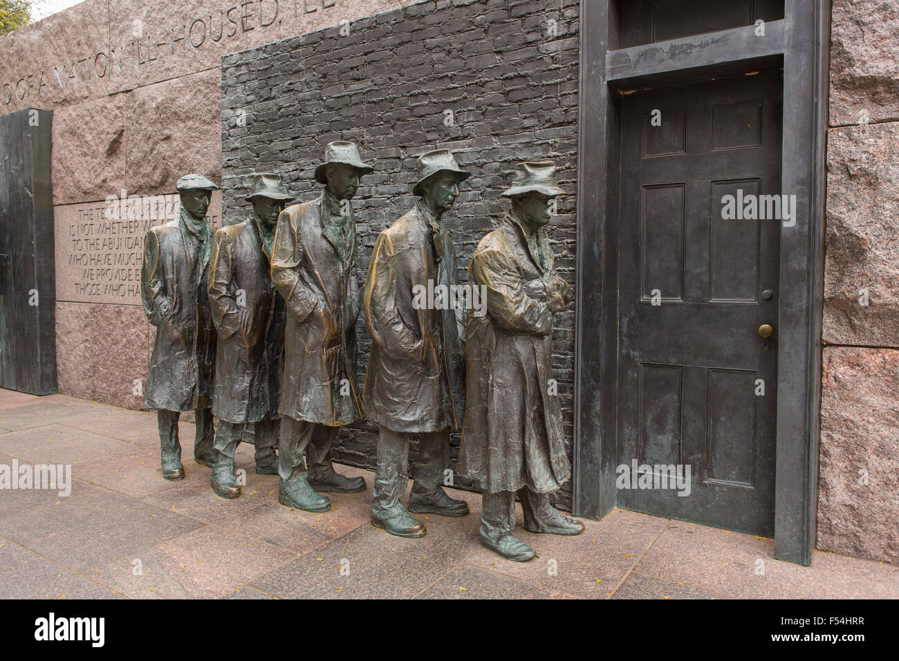 WASHINGTON, DC, USA - Franklin Roosevelt Memorial. Bronze sculpture of ...