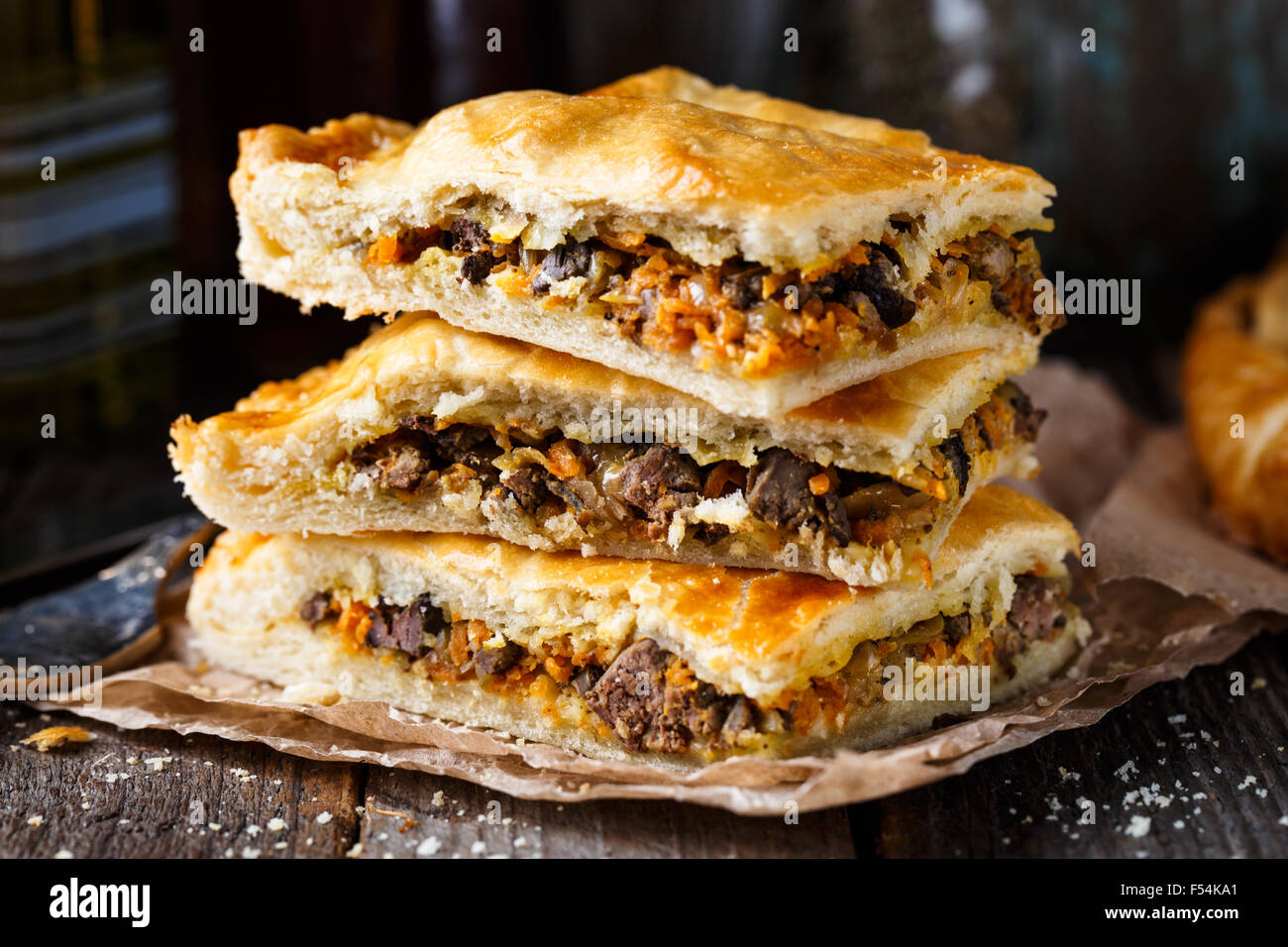 Homemade pie stuffed with liver Stock Photo - Alamy