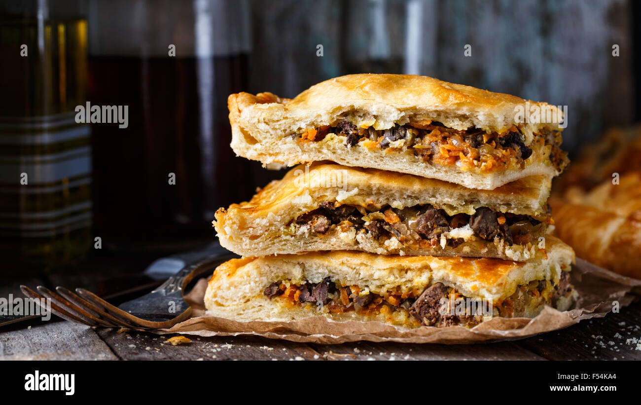 Homemade pie stuffed with liver Stock Photo - Alamy