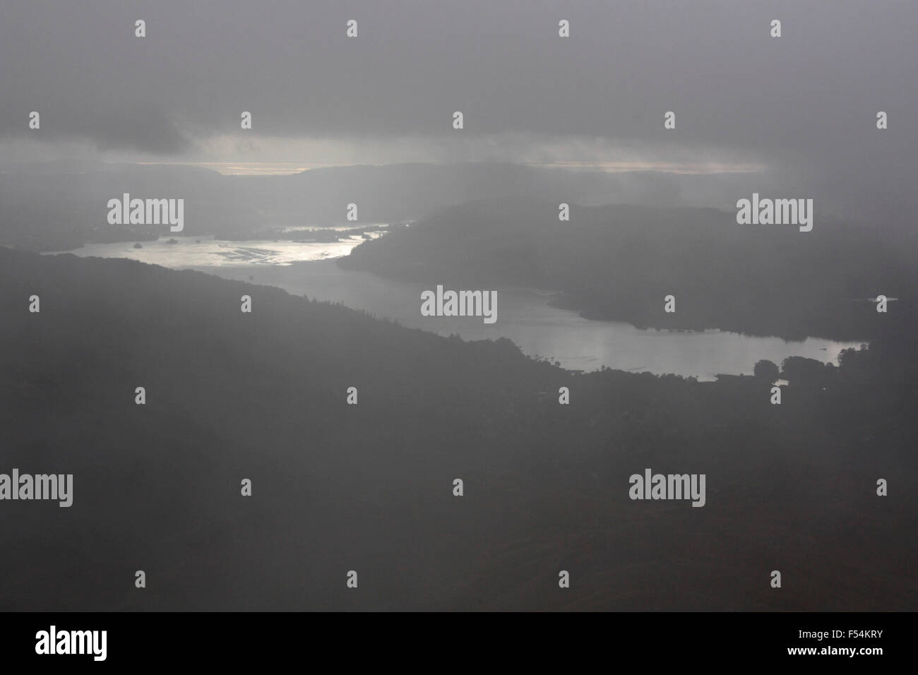 Lake Windermere as seen through cloud from Low Pike Stock Photo - Alamy
