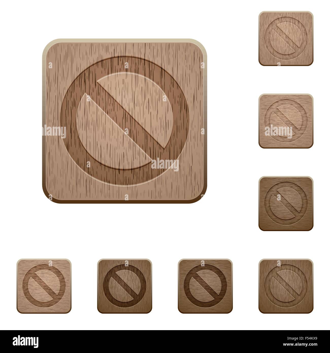 Set of carved wooden blocked buttons. 8 variations included. Arranged ...