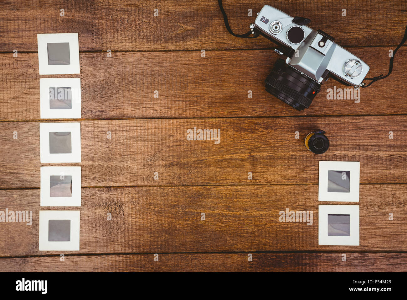 View of an old camera with photos slides Stock Photo - Alamy