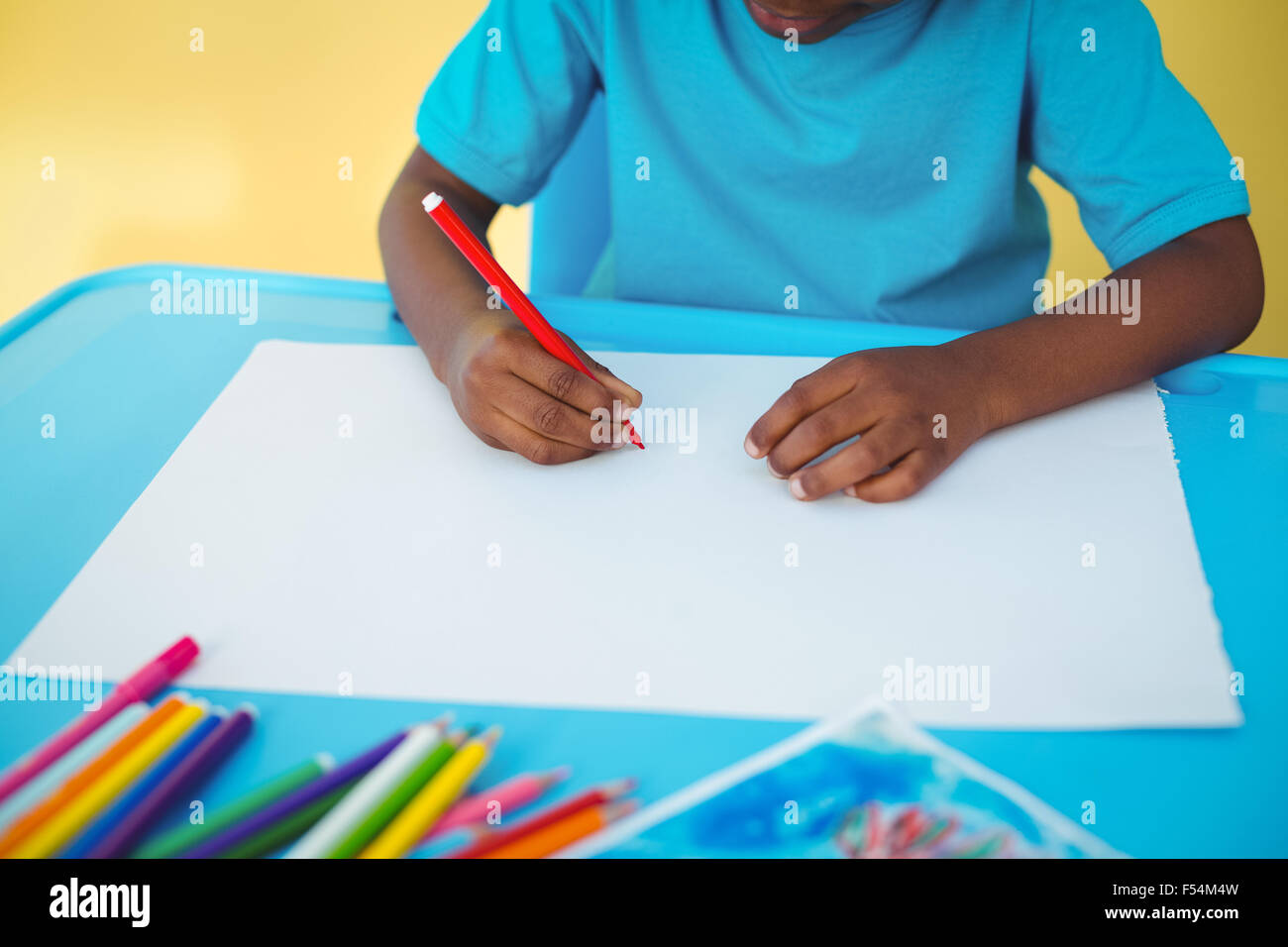 School kid drawing on a sheet Stock Photo - Alamy