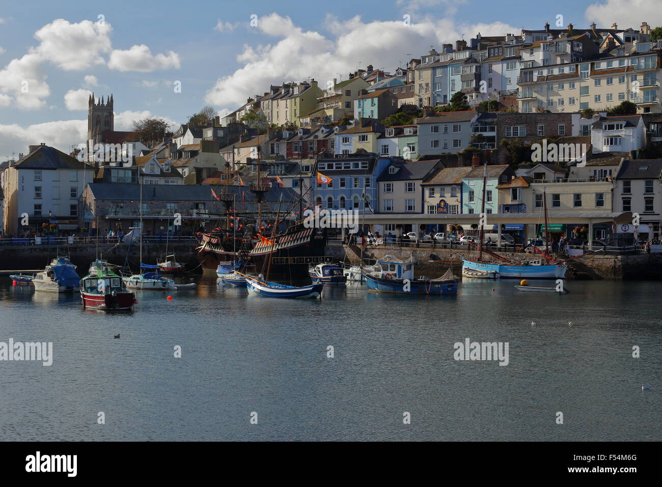 Brixham harbour on a warm, sunny, summers day. Brixham, Devon, South ...