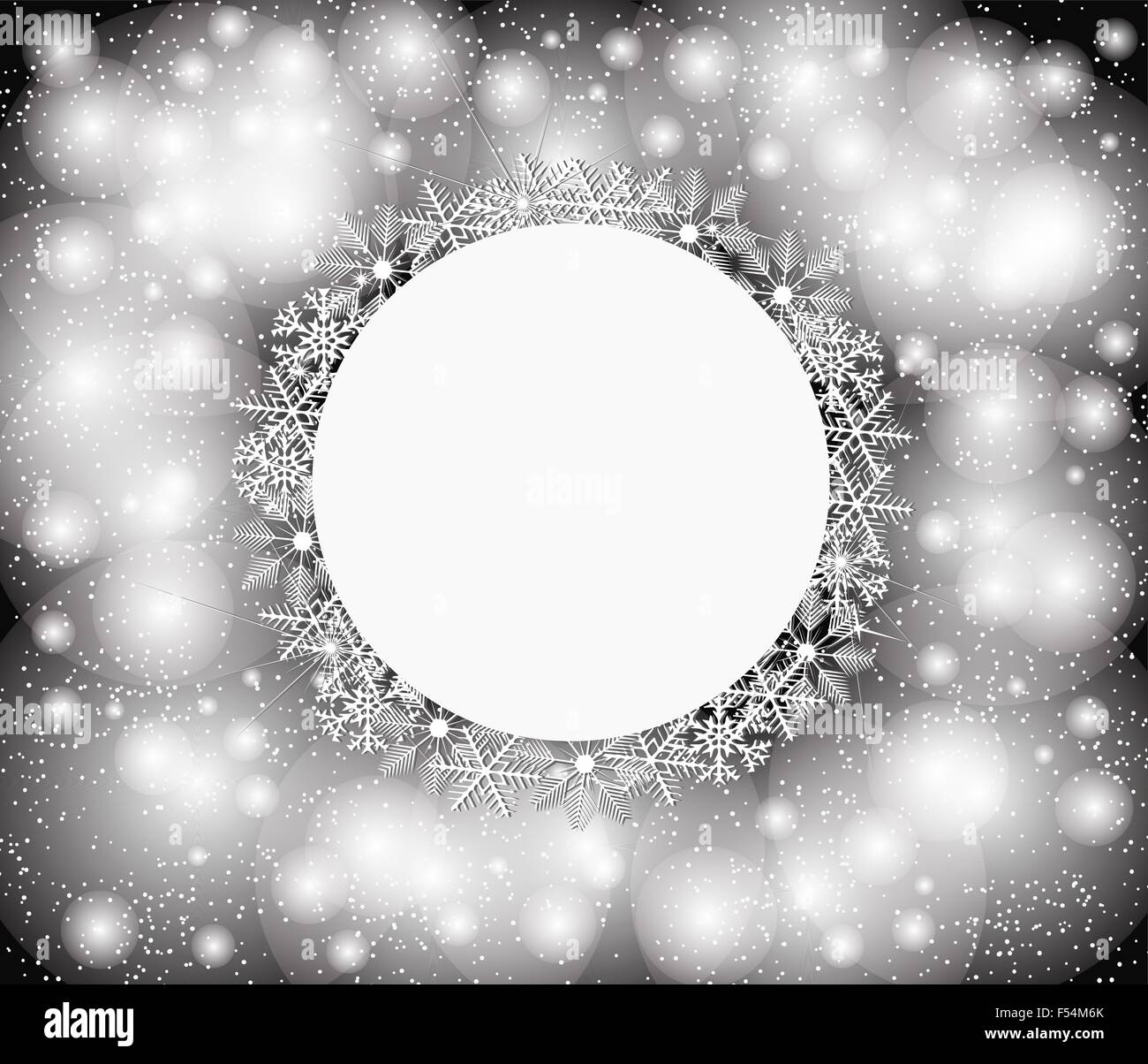 Winter circle with snowflakes,snow and glitter with blank space in the ...