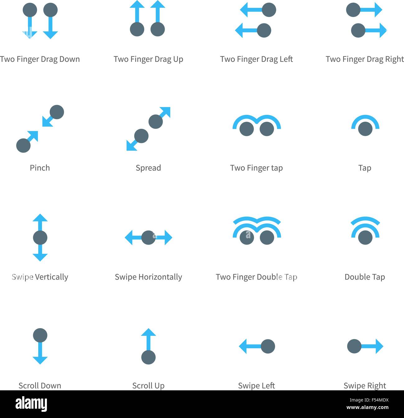 Touch screen gestures color icons on white background Stock Vector ...