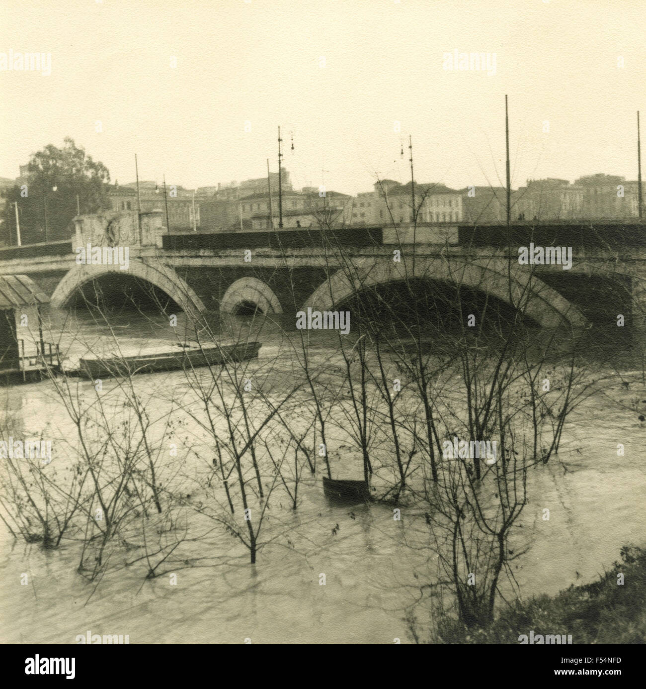 Flood of the river Tiber from the December 1937, Rome, Italy Stock ...
