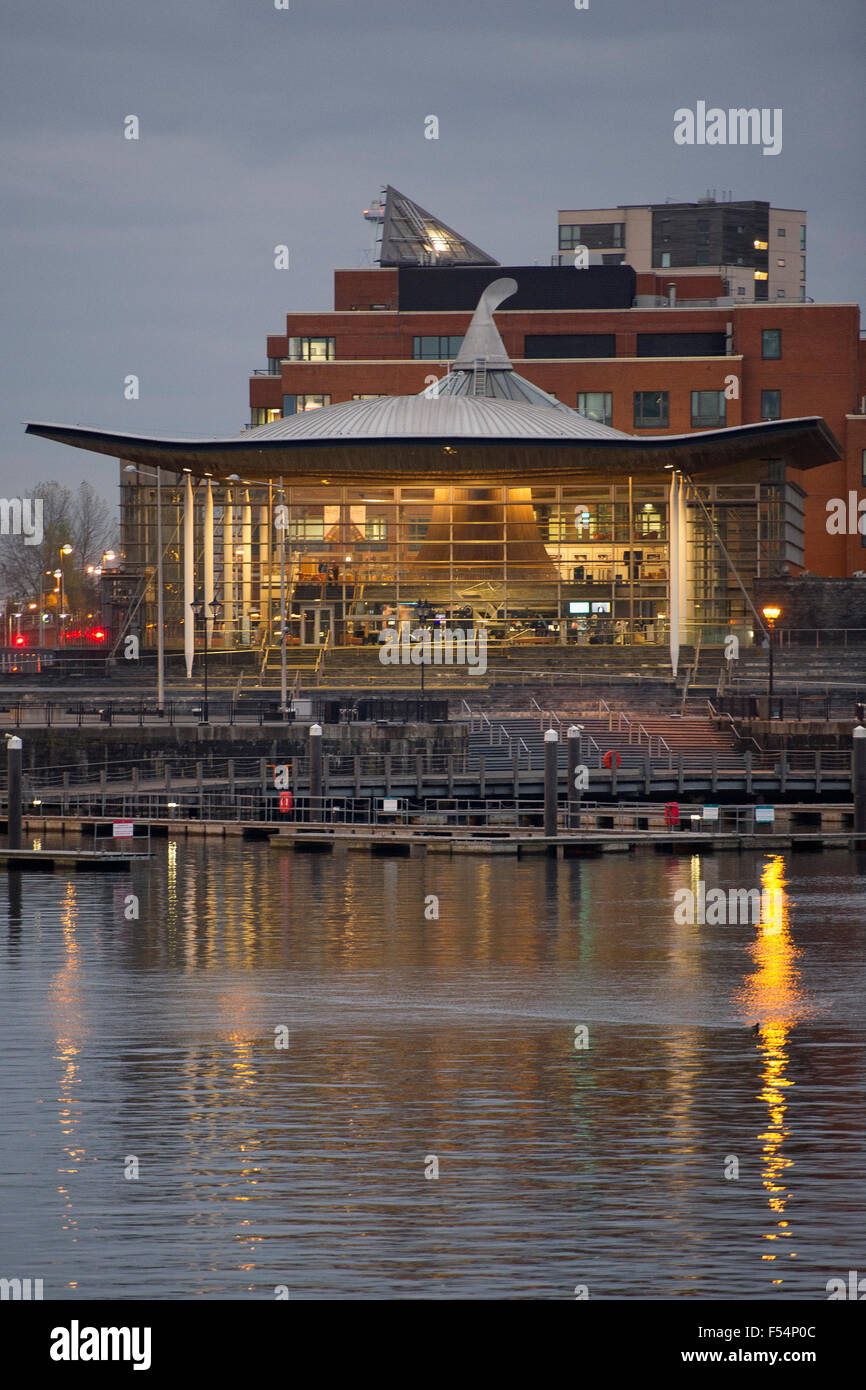 The Senedd (National Assembly Building) at Cardiff Bay, South Wales, at ...