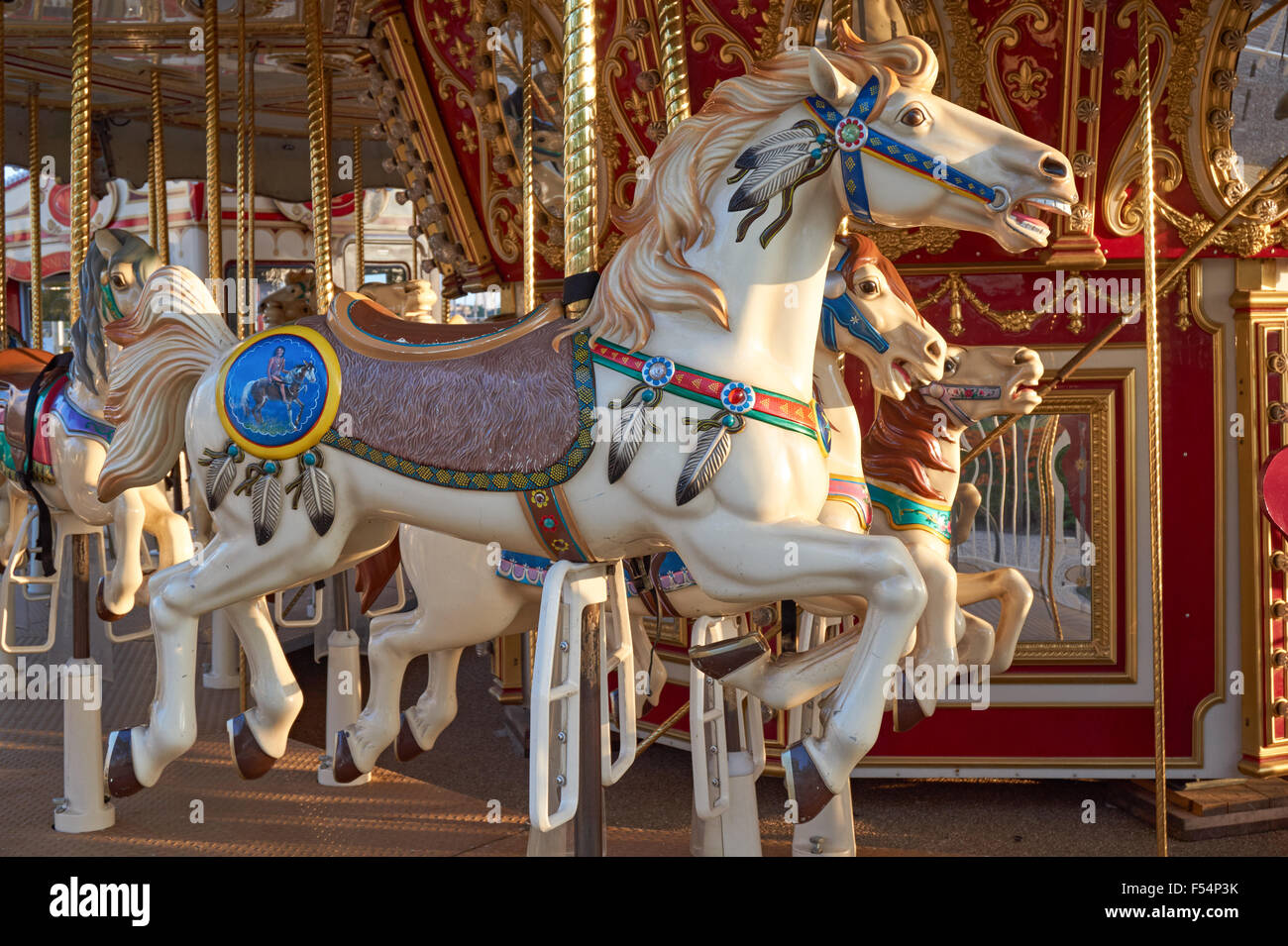 Traditional horse carousel Stock Photo - Alamy