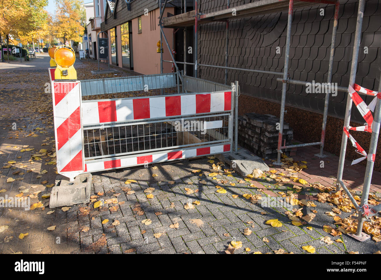 construction site in the walkway in autumn Stock Photo - Alamy