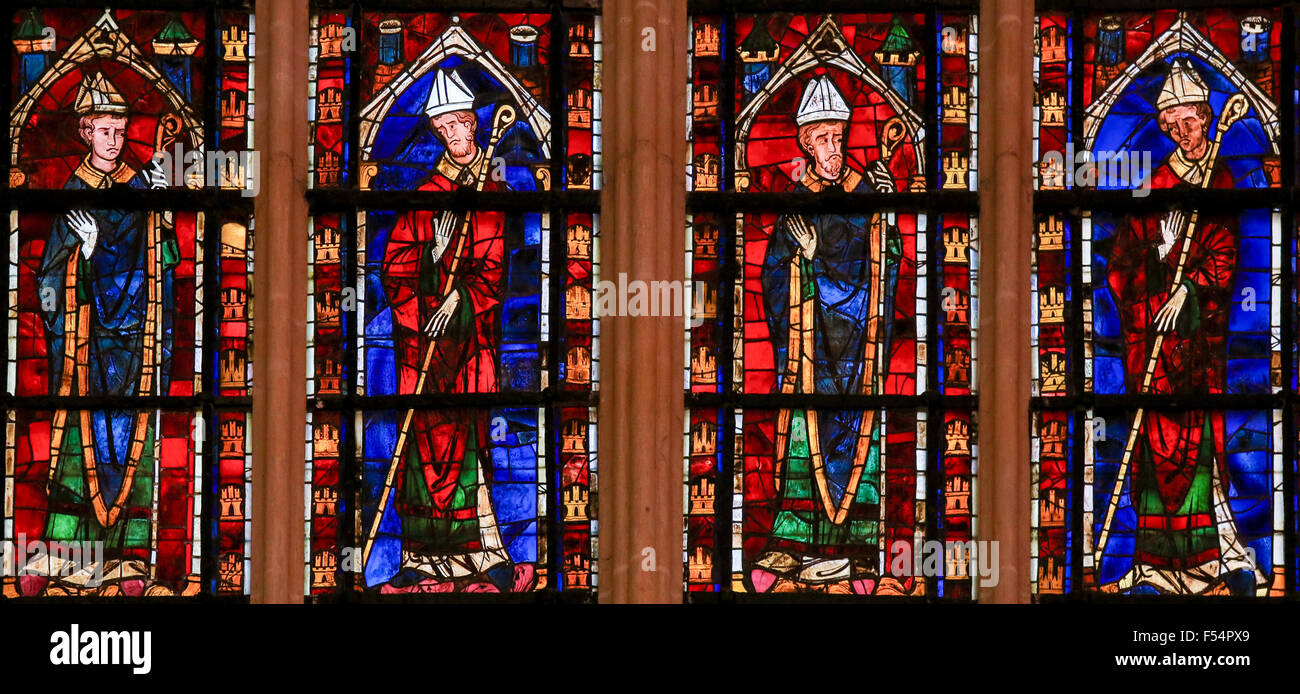 Stained glass window depicting Catholic Saints in the Cathedral of ...