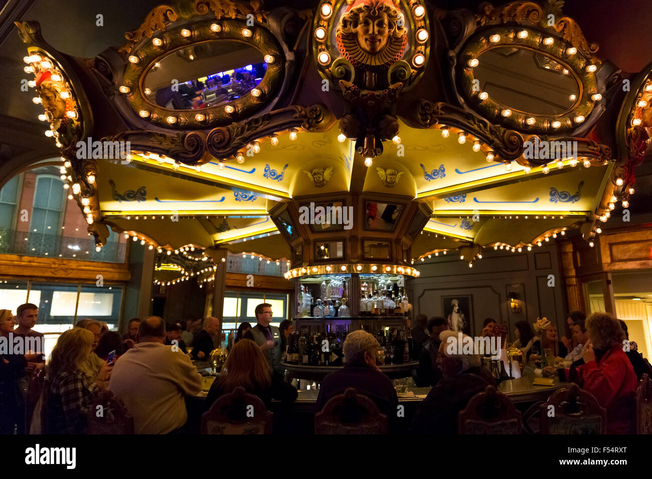Visitors drinking in famous carousel bar lounge in Hotel Monteleone on ...