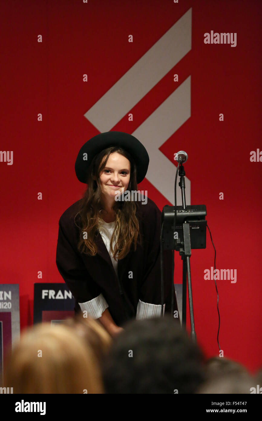 Turin, Italy. 28th Oct, 2015. Italian singer Francesca Michielin ...
