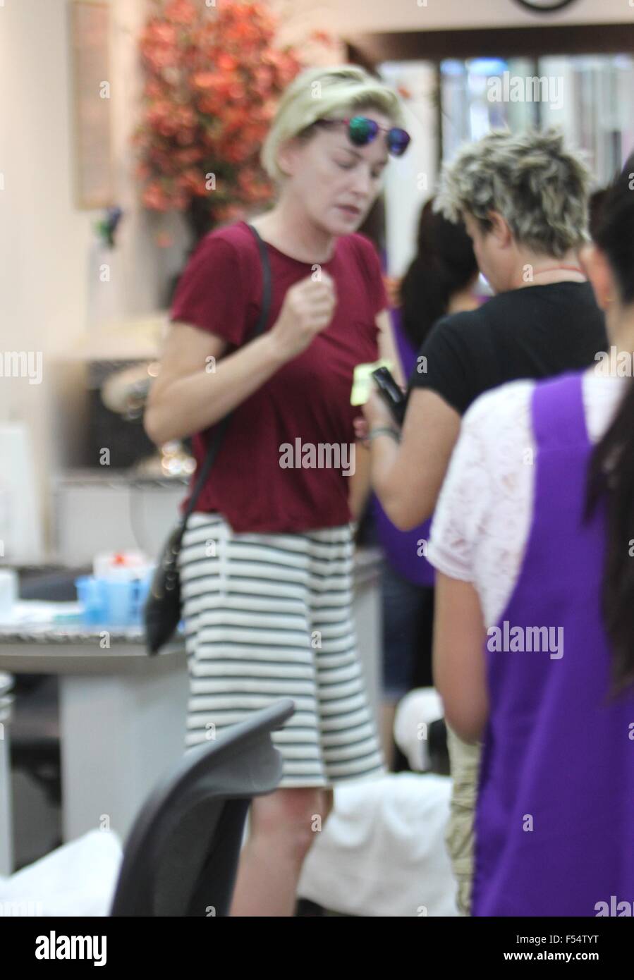 Make-up free Sharon Stone gets her nails done in Beverly Hills ...