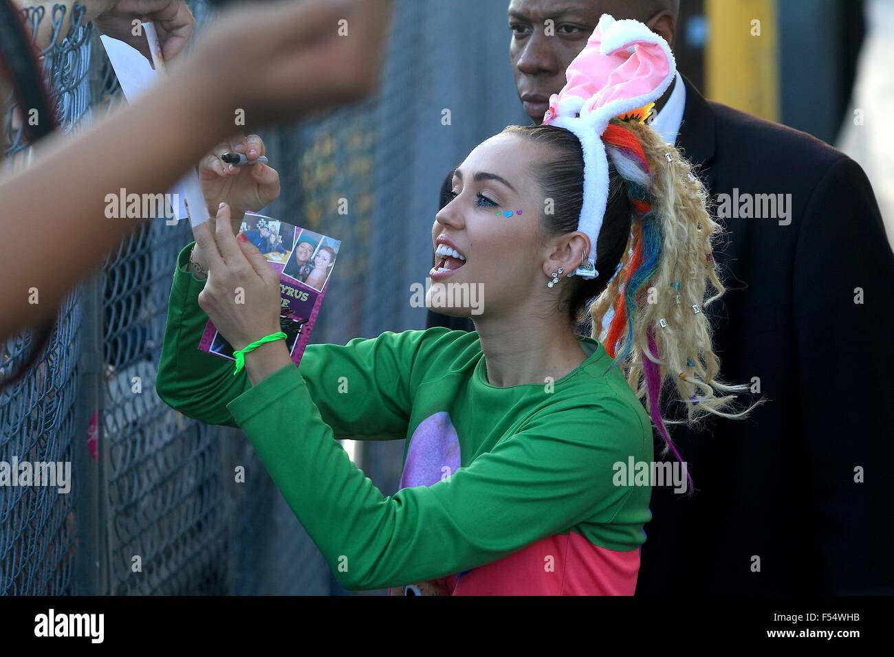 Miley Cyrus seen leaving ABC studios after Jimmy Kimmel Live wearing ...