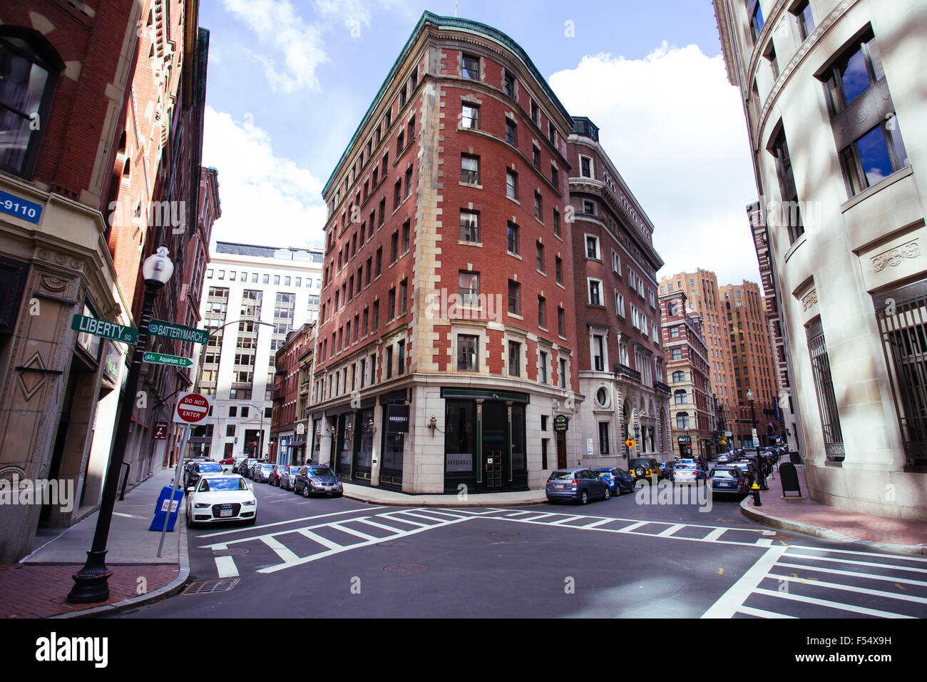 boston downtown red brick building street road Stock Photo - Alamy