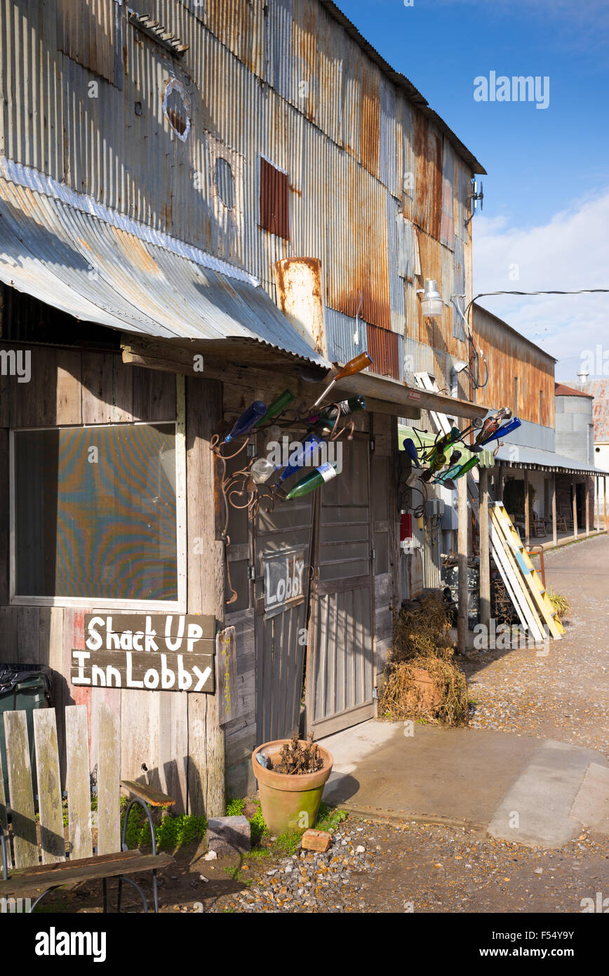 Front entrance with abandoned junk at The Shack Up Inn cotton ...
