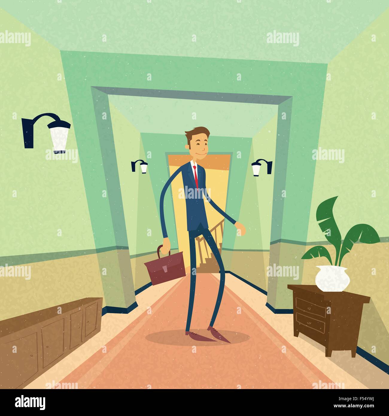 Corridor cartoon background open door Stock Vector Images - Alamy