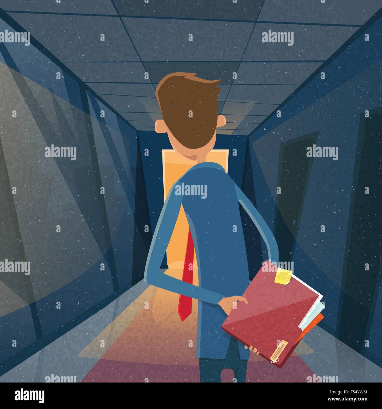 Businessman Rear View in Office Hold Red Folder Document Stock Vector ...