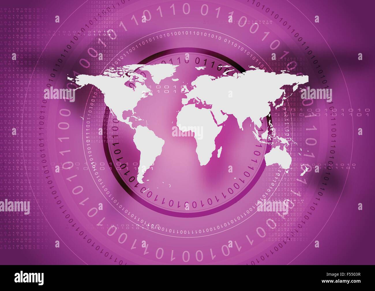 Abstract tech violet background with world map. Vector design Stock ...