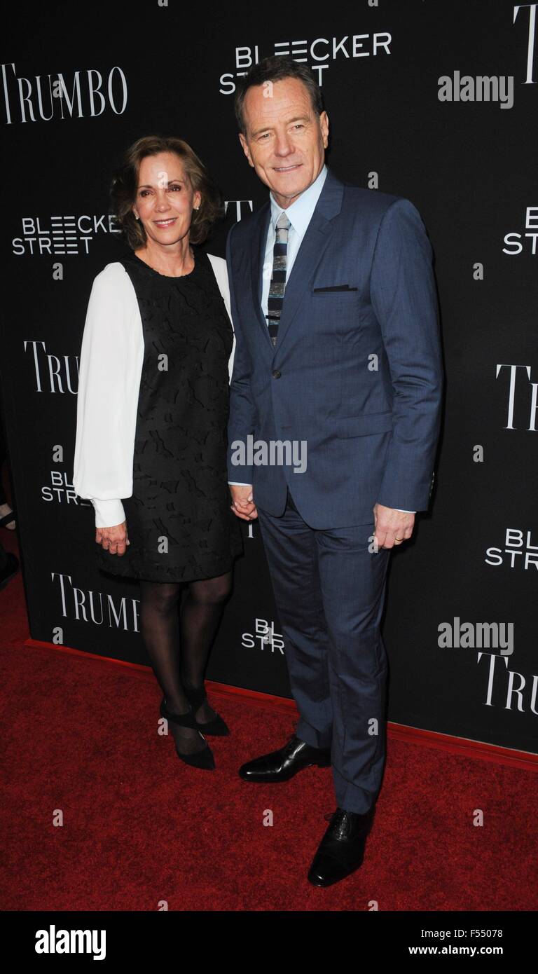 Los Angeles, CA, USA. 27th Oct, 2015. Bryan Cranston, Robin Dearden at ...