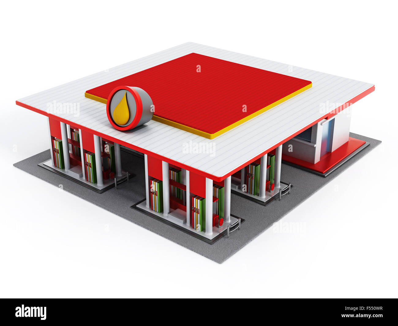 Generic gas station painted with red and white colors Stock Photo - Alamy