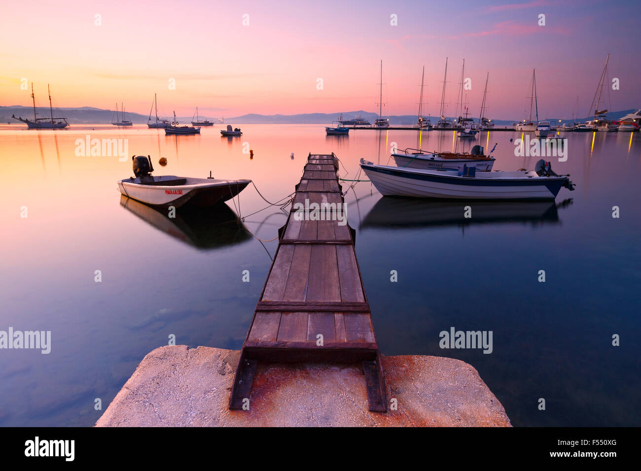 Milos bay of the Milos island as seen from Adamantas harbour Stock ...