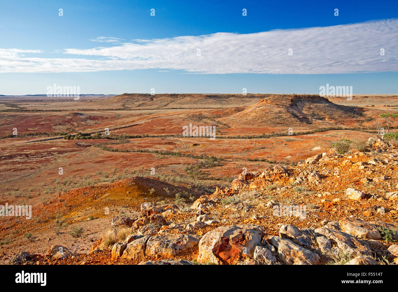Stunning Australian outback landscape from hilltop lookout, rocky mesas ...